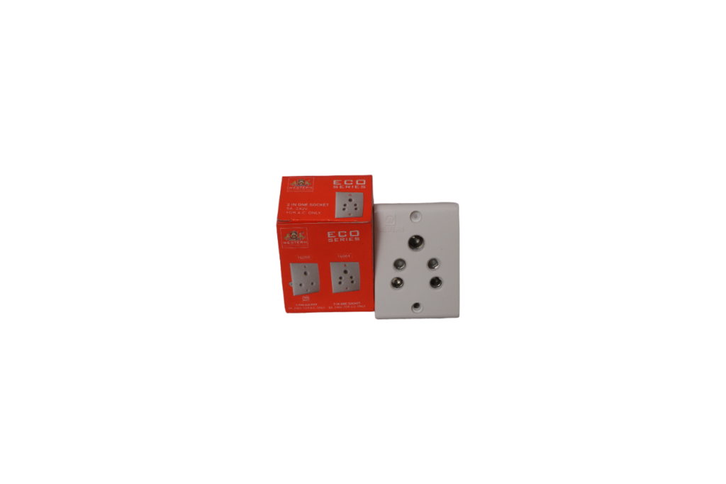 2 in one socket 6 A 240V ( 5 pin Socket ) 6A Polycarbonate Western Eco ...